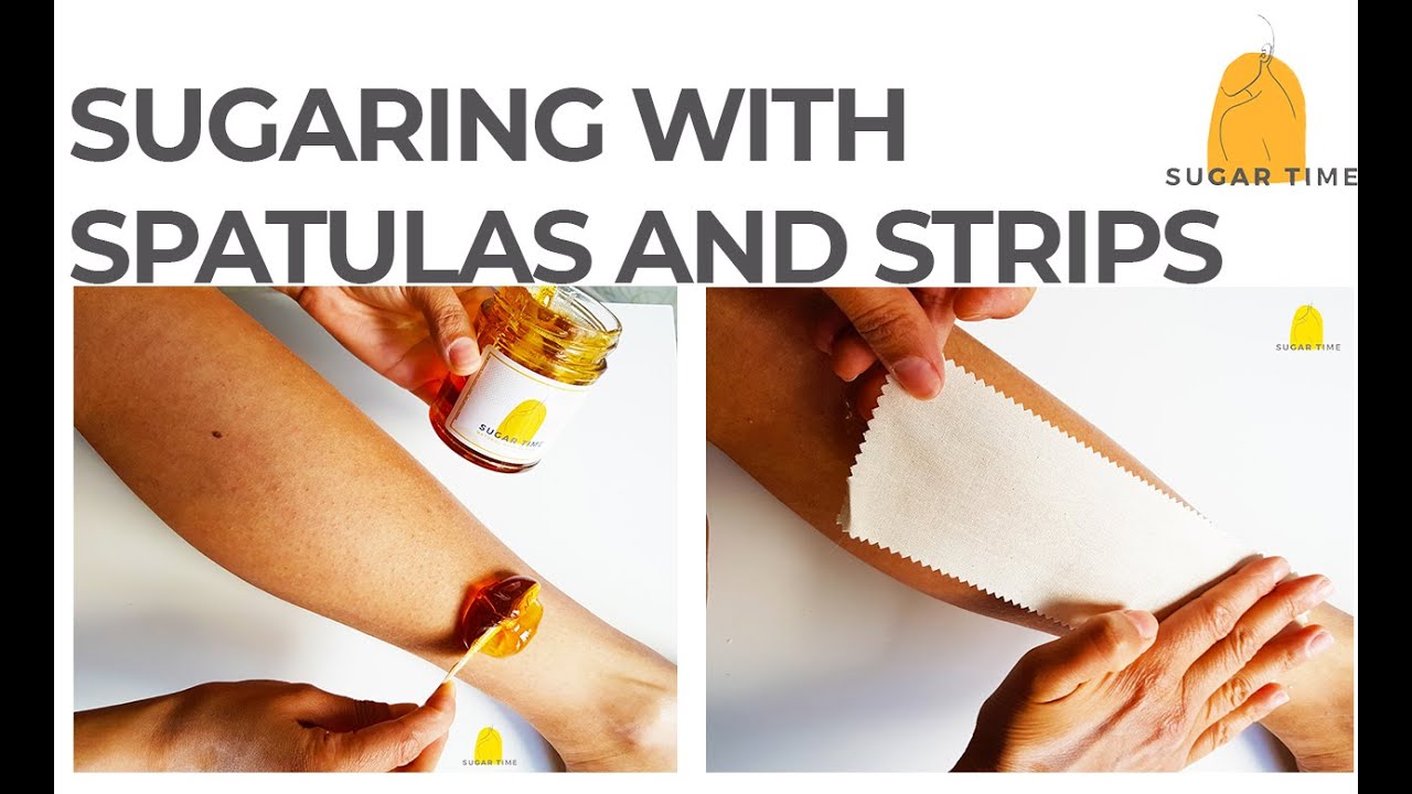 Sugar Time Uk- Legs sugaring with spatulas and strips - YouTube