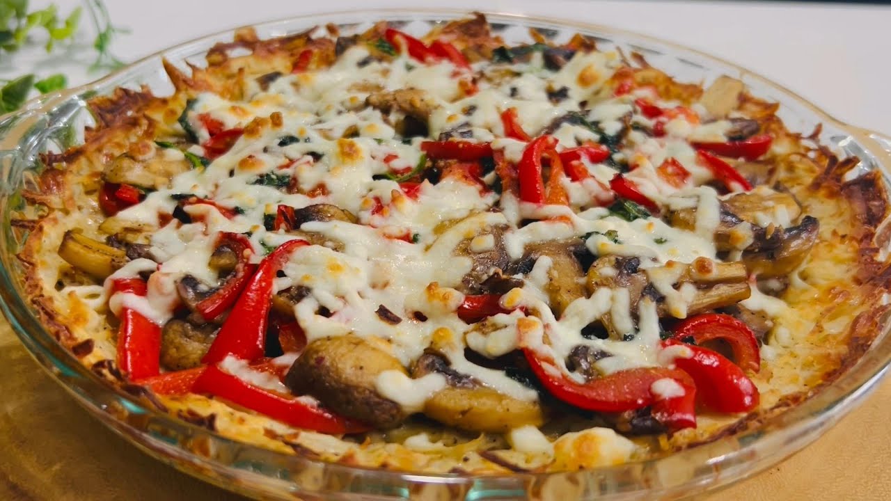 Crispy Grated Potato Pie with Spinach and Mushrooms | Easy Savory Pie ...