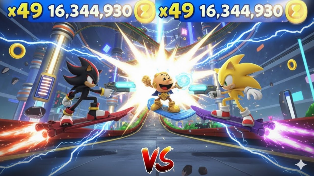 Sonic Dash - Shadow VS Extreme Gear Super Sonic VS Pac-Man _ Sonic vs ...