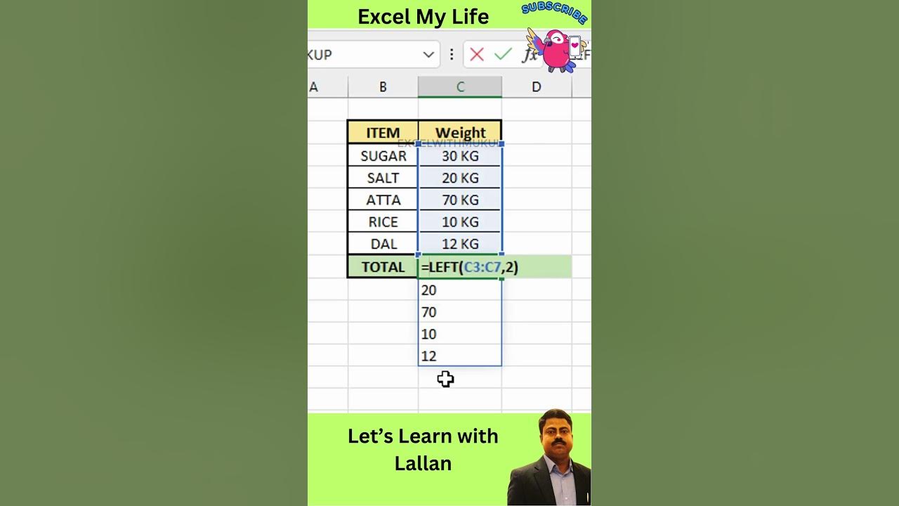 How to SUM Numbers with Text (KG, Units) in Excel, #Excel, #sum, #shorts, #reels #viralshort ...
