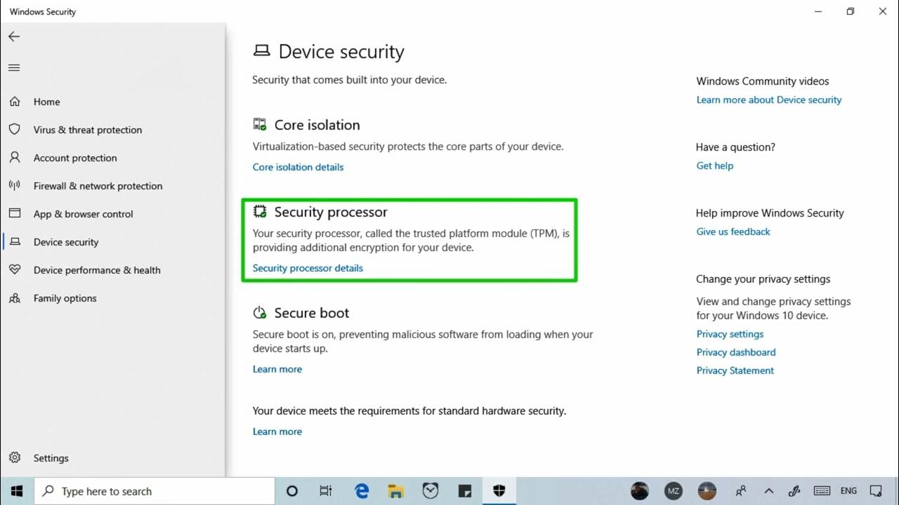 44: Windows 10 | Device Security - Windows Security App | Beginners To ...