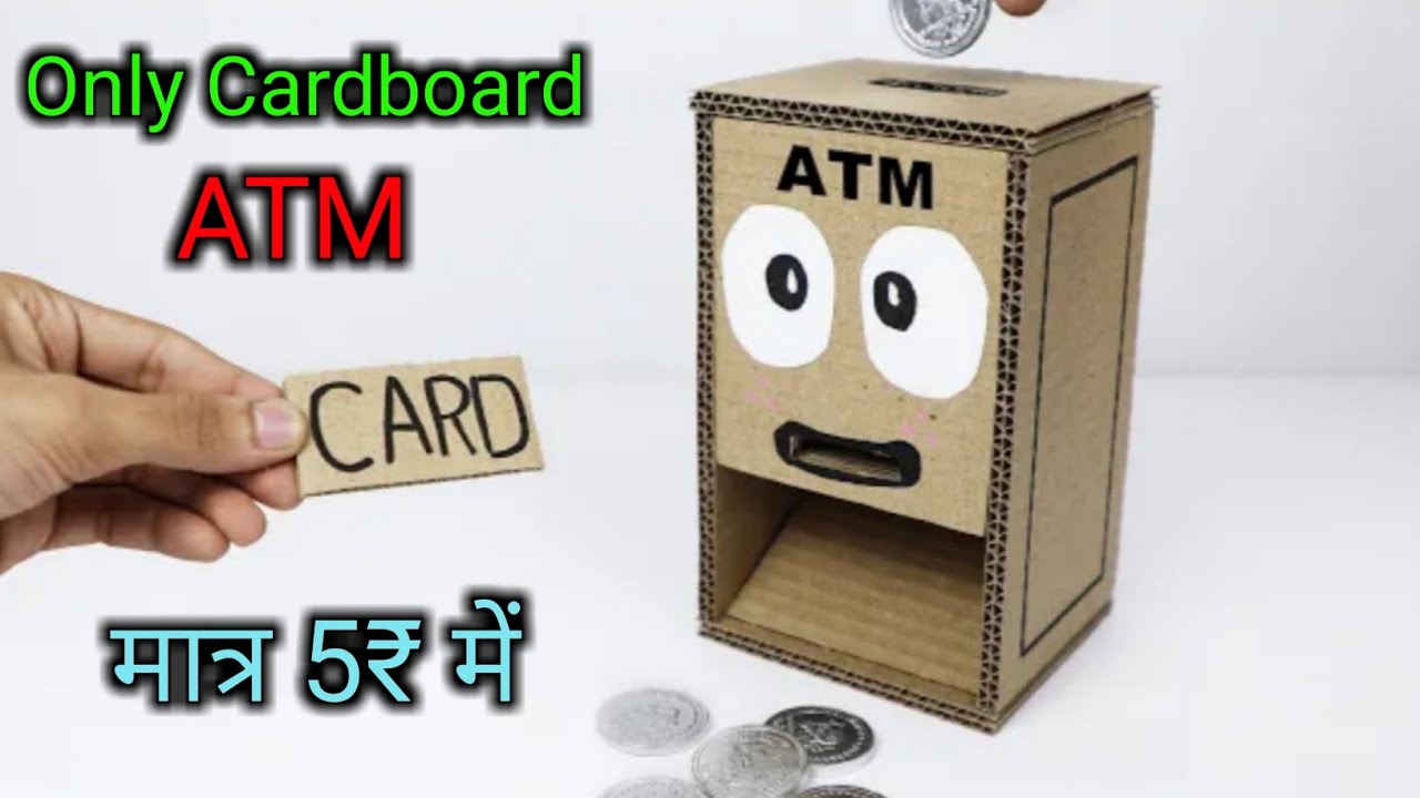 Cardboard ATM How to make a mini ATM Machine Cardboard ll ...