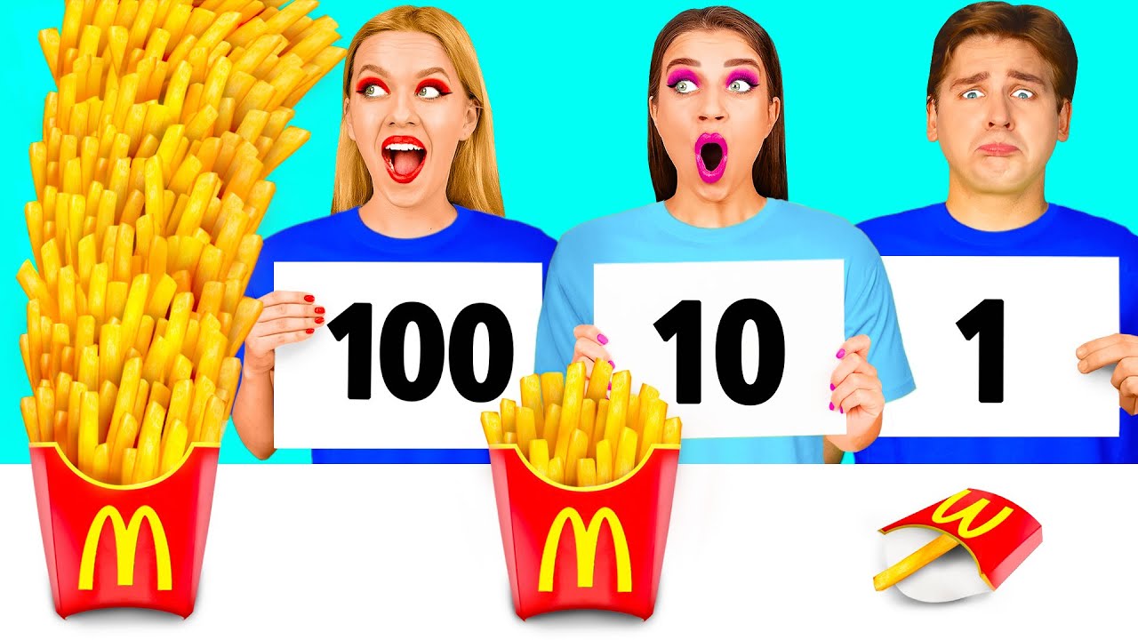100 Layers of Food Challenge | Edible Battle by BooBoom Challenge - YouTube