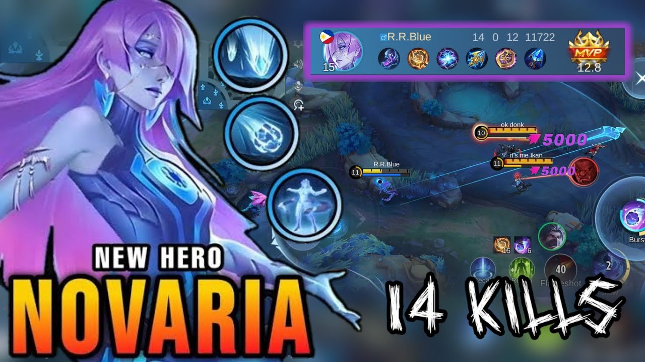 14 KILLS!! No Escape With The New Hero Novaria 2nd Skill | Novaria ...