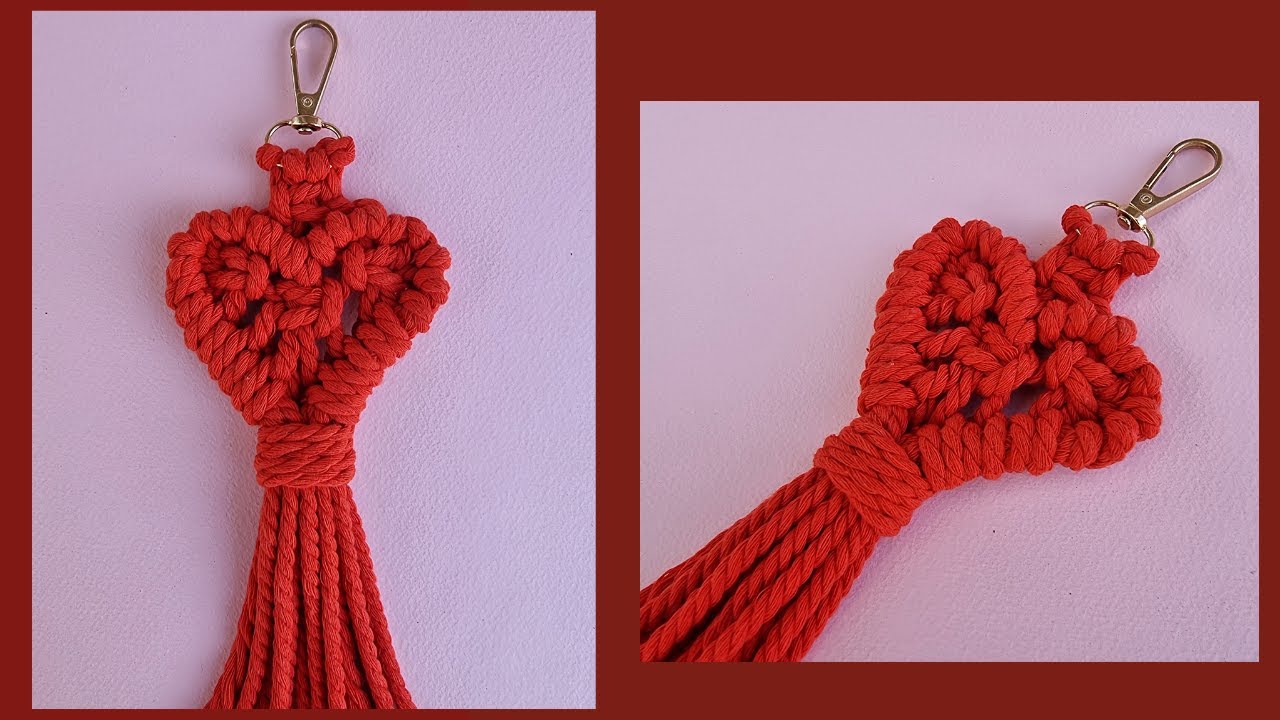 Macrame Heart Key chain Tutorial ️ for beginners ️ - YouTube