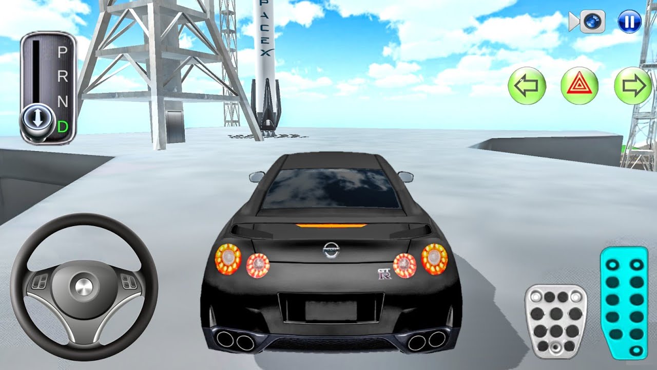 Space Travel with Rocket Launch & New Black car Nissan GTR R35 - 3D ...