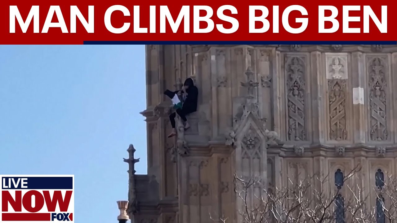 BREAKING: Barefoot man climbs London's Big Ben carrying Palestine flag ...