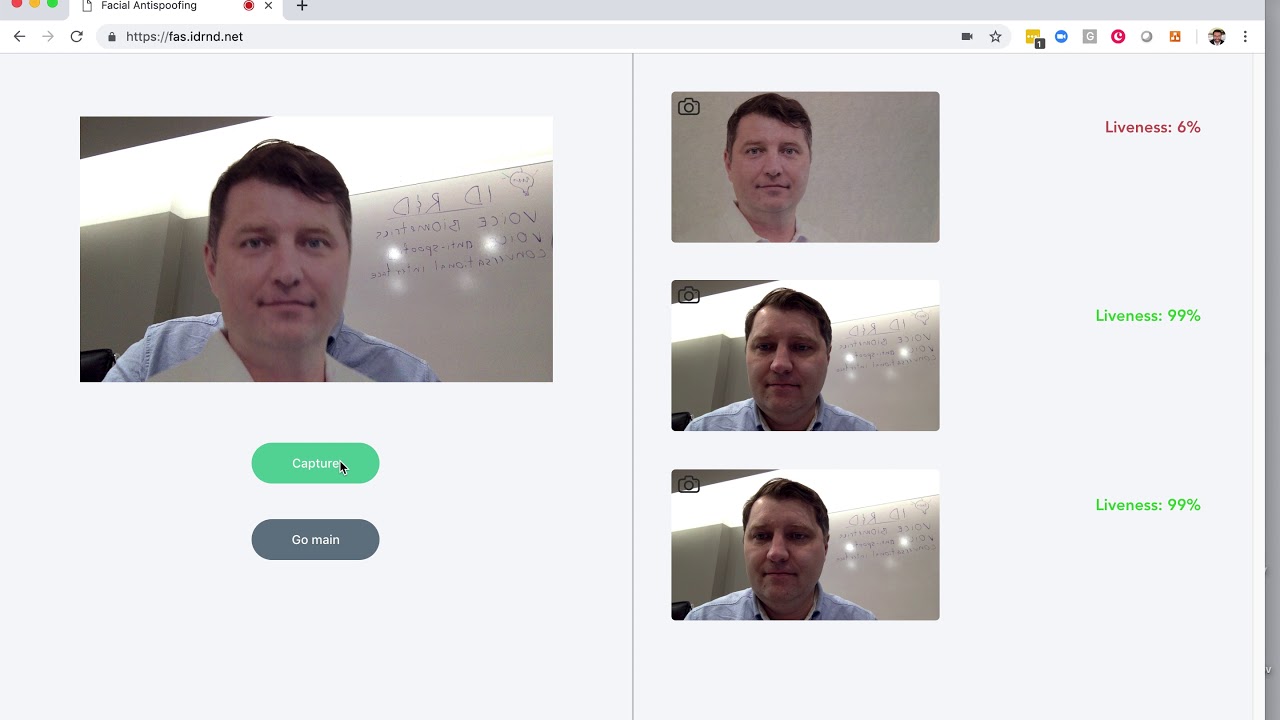 Passive Facial Liveness Demo - ID R&D - YouTube
