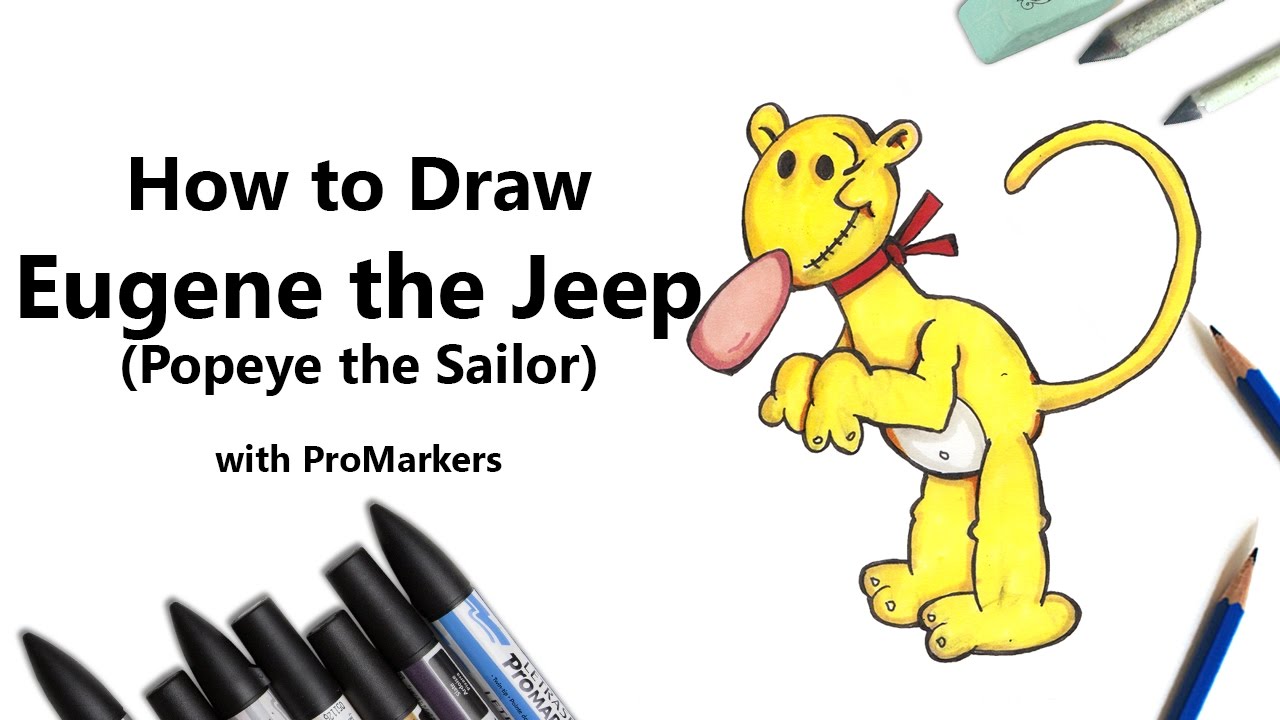 How to Draw and Color Eugene the Jeep from Popeye the Sailor with ...