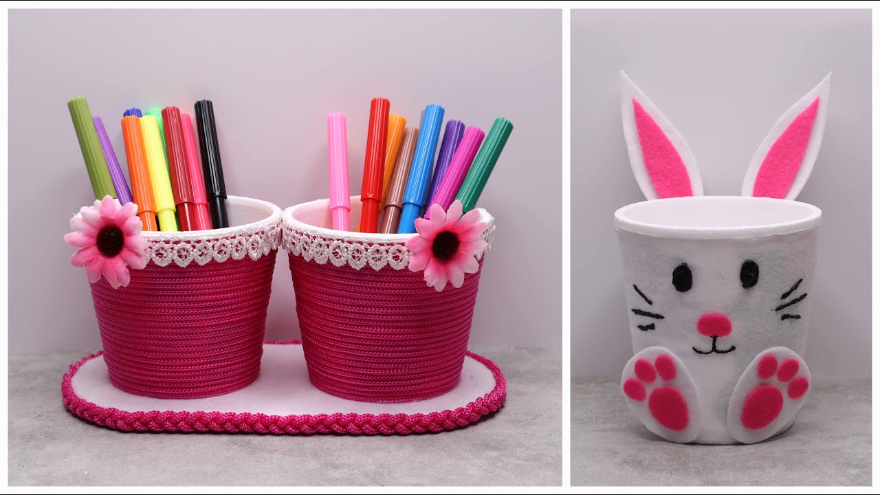 2 Ide kreatif tempat pensil dari gelas POP MIE | Pencil holder ideas ...