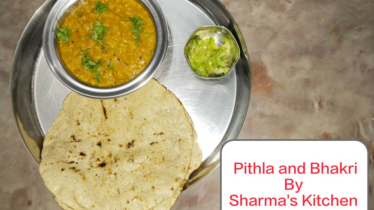 Maharashtrian style Pithla and Bhakri | Besan and Bhakri | how to make ...