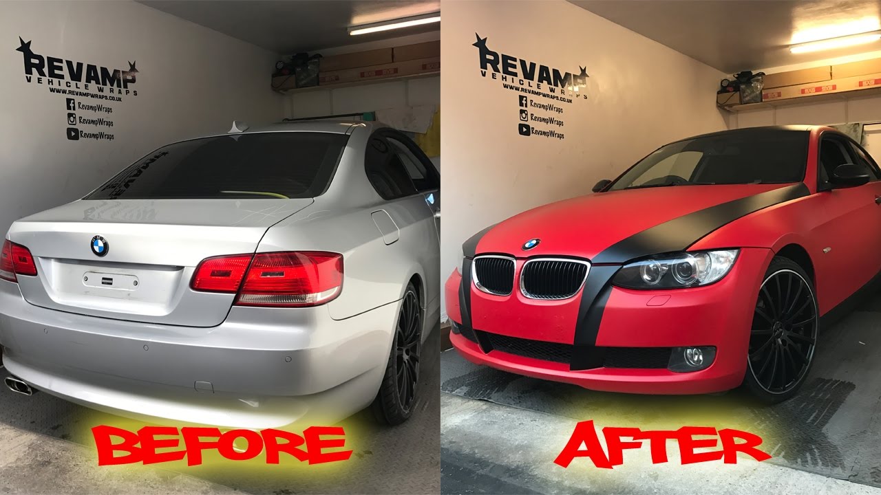 BMW E92 Gets Wrapped Matt Red (Deadpool Style!) - YouTube