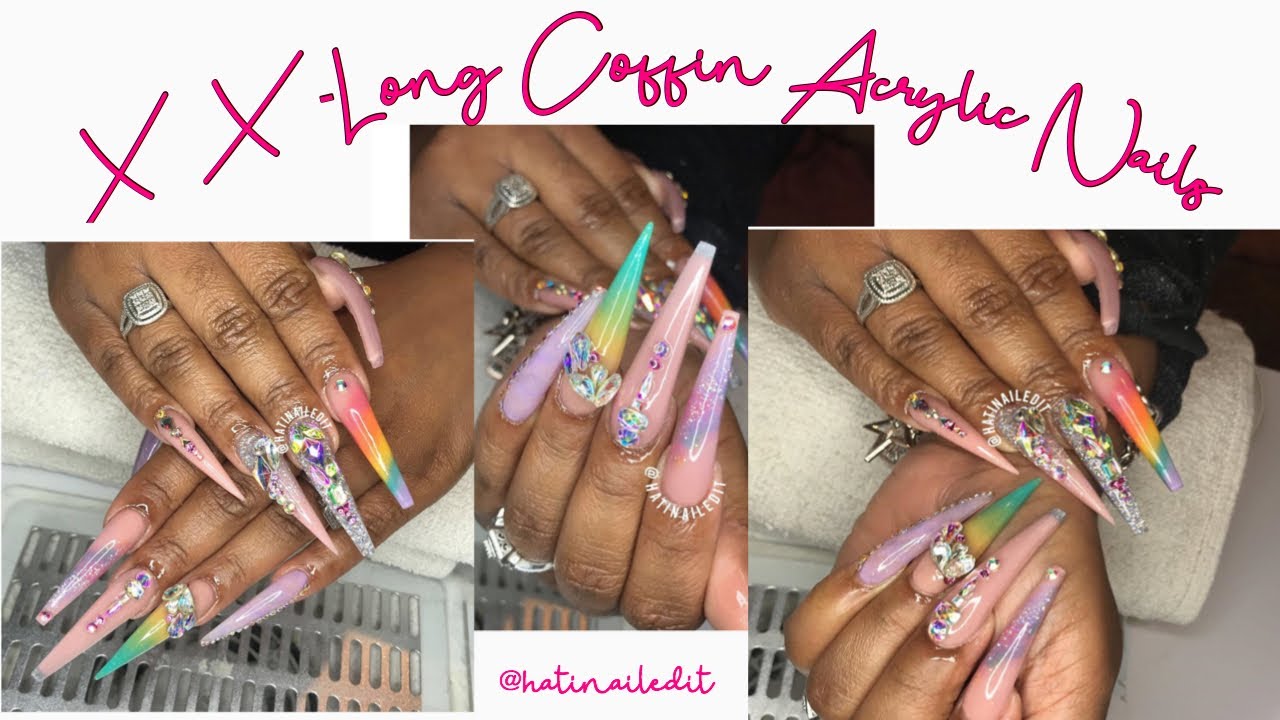 Xx Long Nails Long Coffin And Stiletto Nails Acrylic Nail Tutorial
