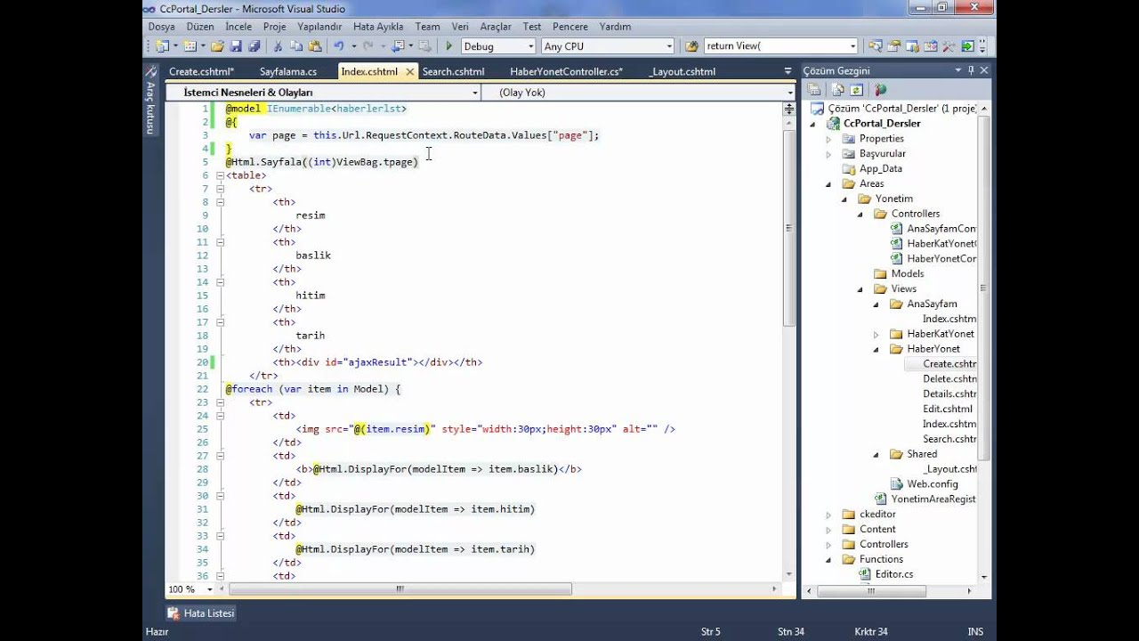 Ders 22 Aspnet Mvc3 Yönetim Jquery İşlemleri1 Youtube 6436