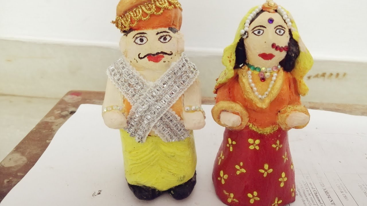 Clay dulha Dulhan gangaur part 2 mitti ki Gangaur clay idol - YouTube