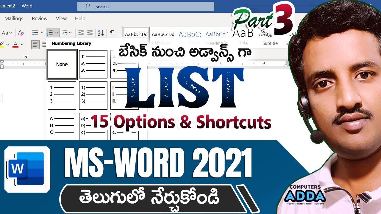 Create LIST In Ms Word 2021 Telugu 15 Adv Options Computersadda Create LIST In Ms Word 2021 Telugu 15 Adv Options Computersadda