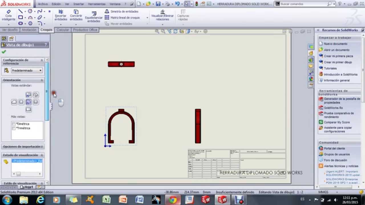 SOLIDWORKS TUTORIAL BASICO 36 TRES VISTAS ESTANDAR DIBUJO - YouTube