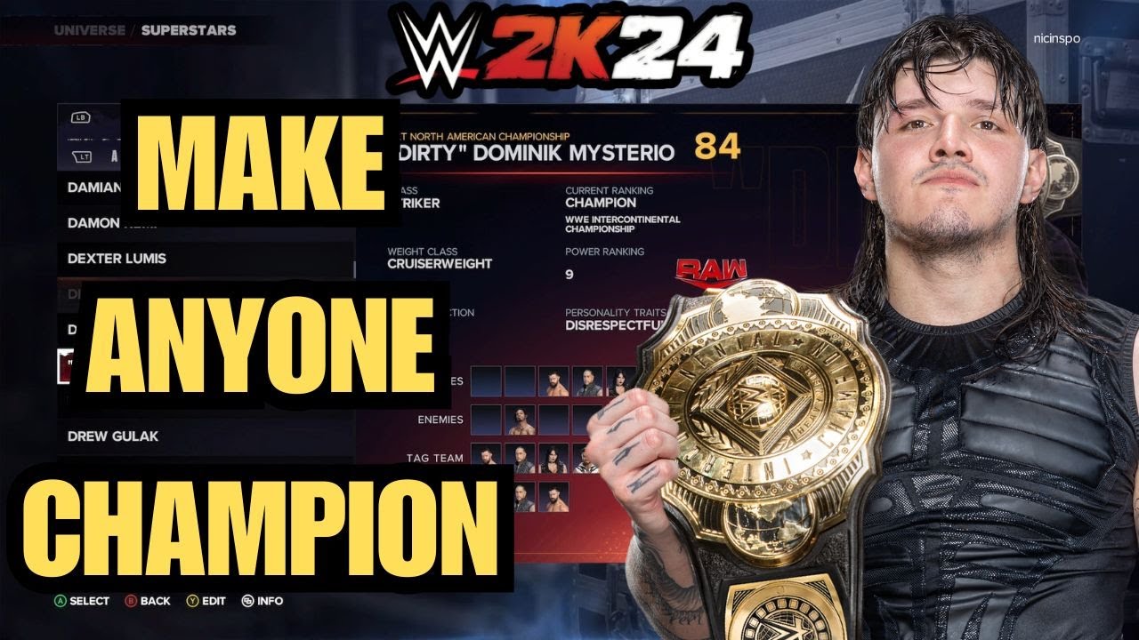 WWE 2K24 - How To Make ANY Superstar a Champion - YouTube