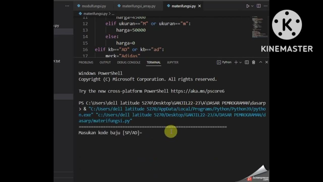 python(kasus baju) lopingarray-modulfungsi-20221113 - YouTube