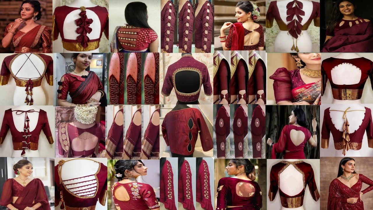 maroon colour blouse & sleeves designs 2023/maroon colour blouse design ...