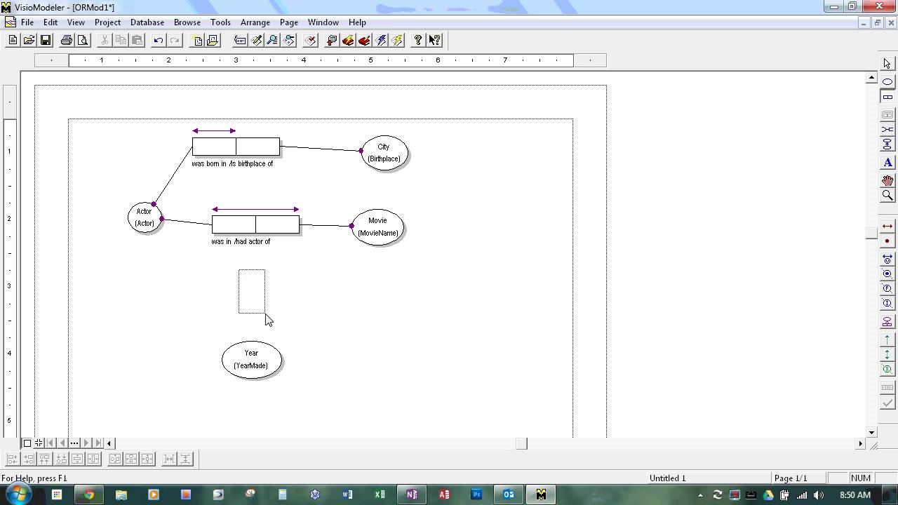 Creating a ternary relationship in VisioModeler - YouTube