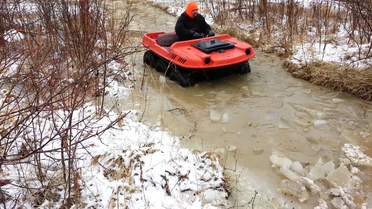 First ride argo 6x6 going in ice and water - YouTube
