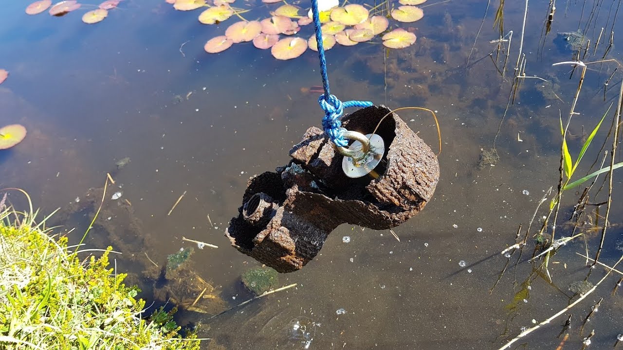 Magnet fishing German WW2 pond . Machine gun parts.. - YouTube