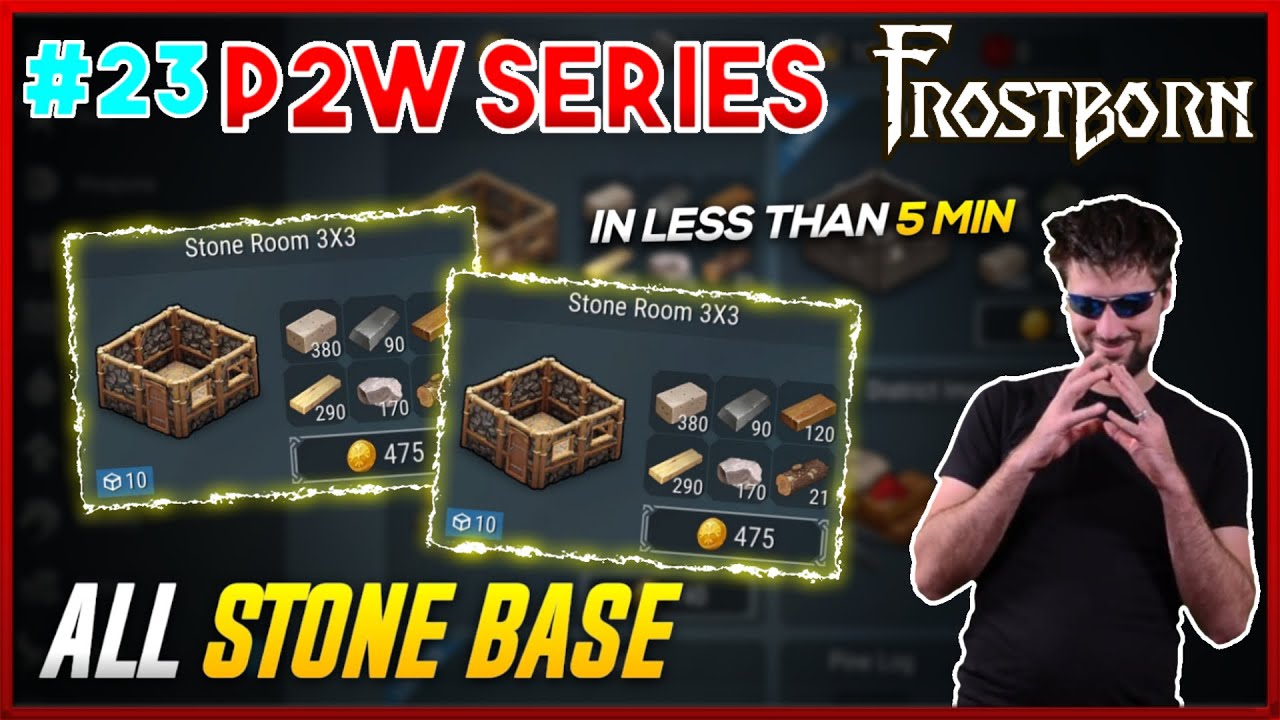 I built an ALL STONE BASE in LESS than 5 minutes!!! Frostborn P2W ...