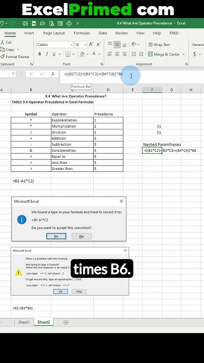 Excel Nested Parentheses I (Video 9.1 of 11) #Excel formulas #Understanding Excel #Excel Primed ...