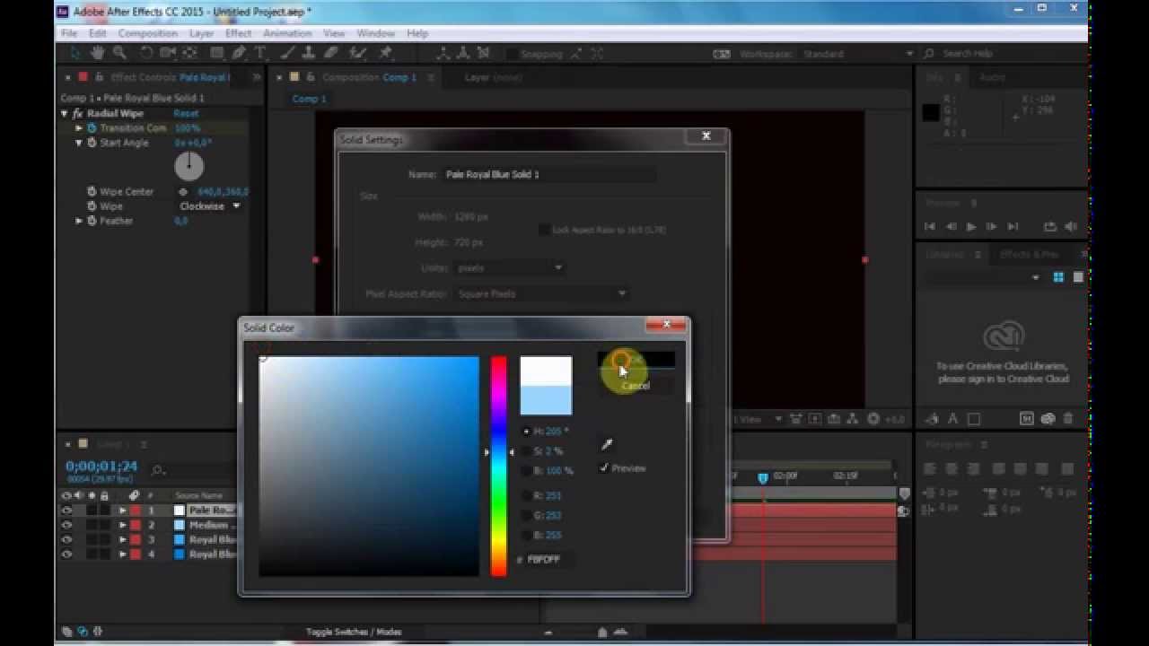 Создаем переход (transition) на основе Solid Layer и Radial Wipe - YouTube