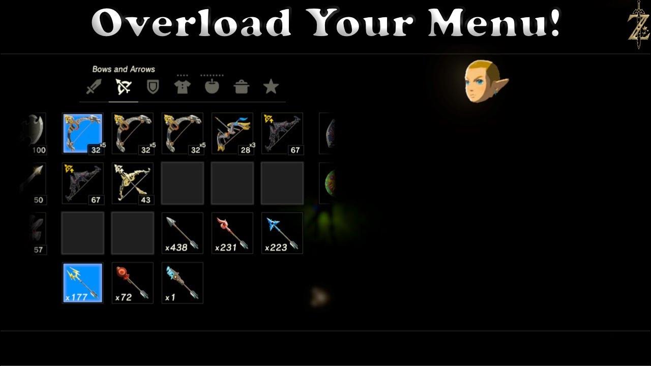 Overloading your menu Zelda Breath of the wild | BotW - YouTube