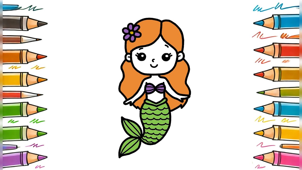 Cute Mermaid Drawing Tutorial🧜‍♀️🎨 - YouTube