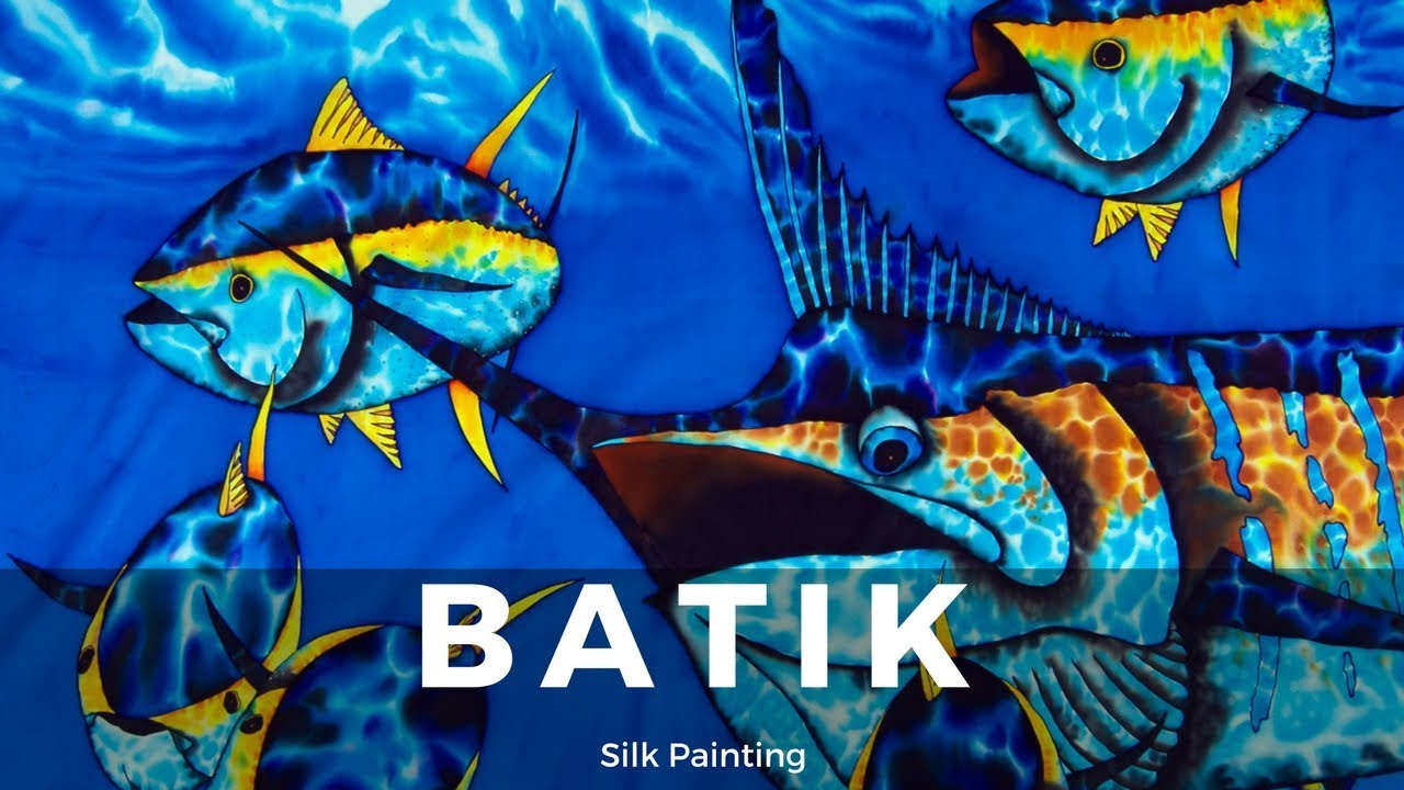 BATIK SILK PAINTING WITH JEAN-BAPTISTE - FINE ART - BLUE MARLIN - YouTube