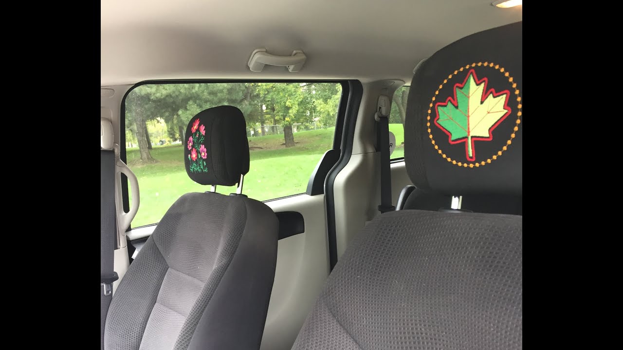 Headrest cover embroidery - YouTube