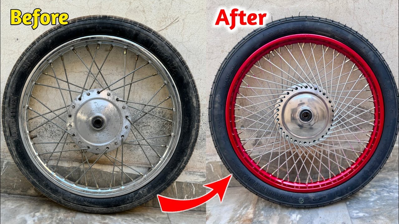How To Make Double Spokes Rim Honda CG 125 || 72 spoke rim fitting ...