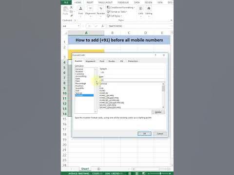 How to Add +91 Before Mobile Number in Excel #shorts - YouTube
