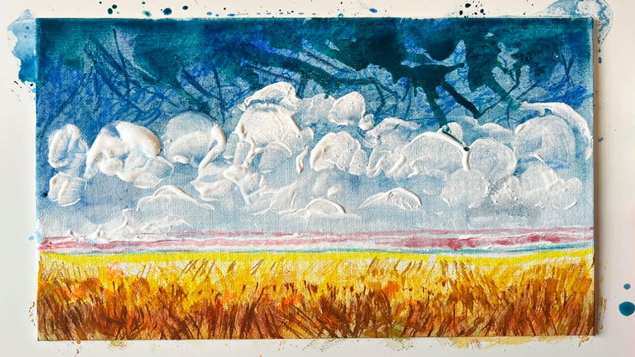 Watercolor landscape wheat field for beginners | Simple Landscape ...