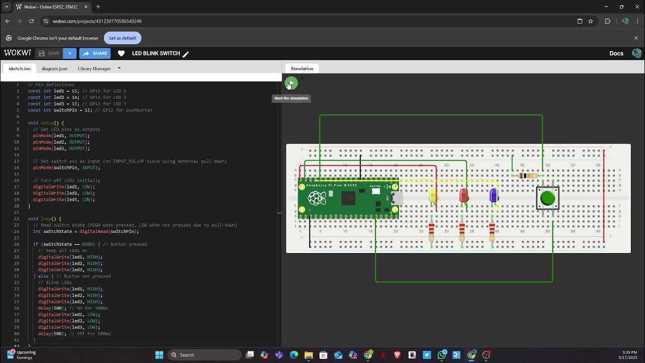 LED Blink Raspberry Pi Pico wokwi - YouTube