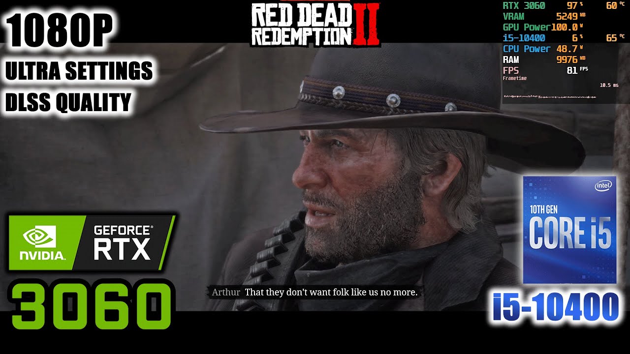 Red Dead Redemption 2 | RTX 3060 + i5 10400 | 1080p Ultra Settings DLSS ...