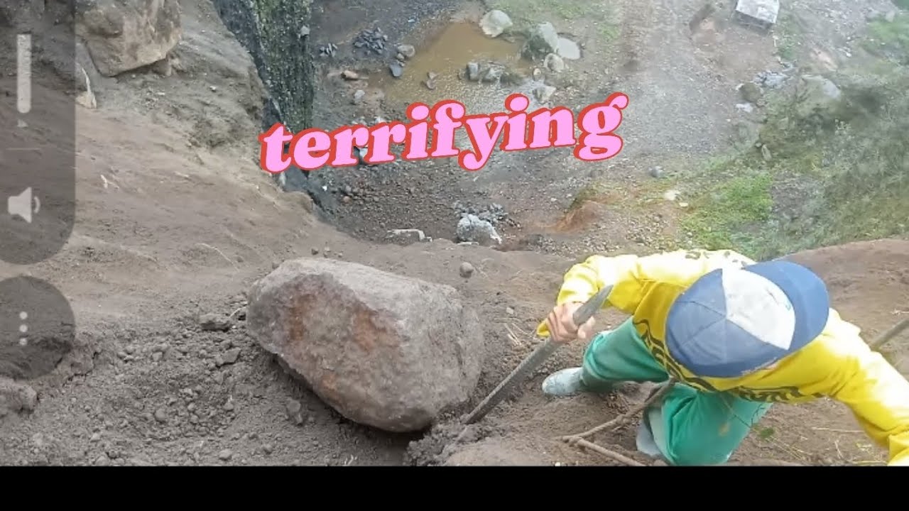 seconds the miner was almost hit by a rock - YouTube