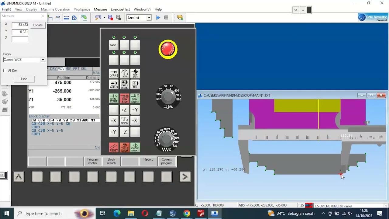 Simulasi CNC Milling dengan program Subroutine pada SSCNC - YouTube