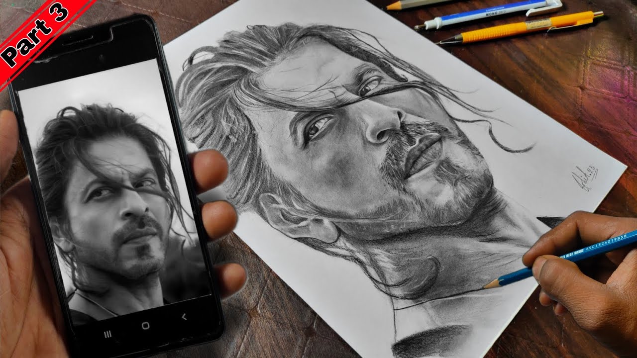 How to draw Shahrukh Khan // Part 3 // pathan @Rsarttutorial - YouTube