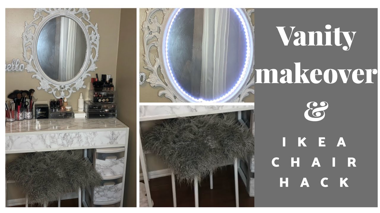 DIY Vanity Makeover And Ikea Chair Hack - YouTube