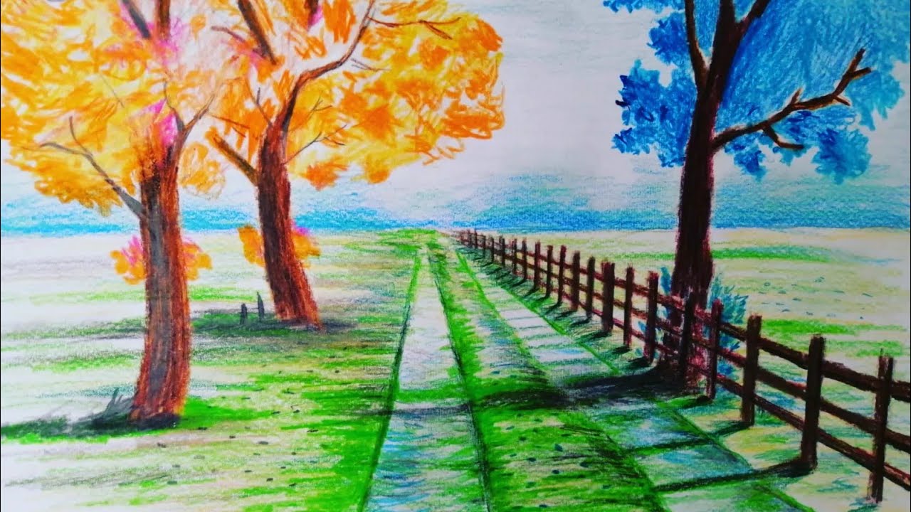 how to draw beautiful morning scenery with colored pencils - YouTube