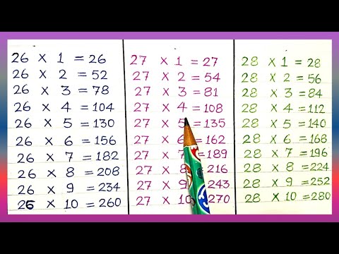 Table of 26, 27 and 28 | Table of 26 | Table of 27 | Table of 28 ...