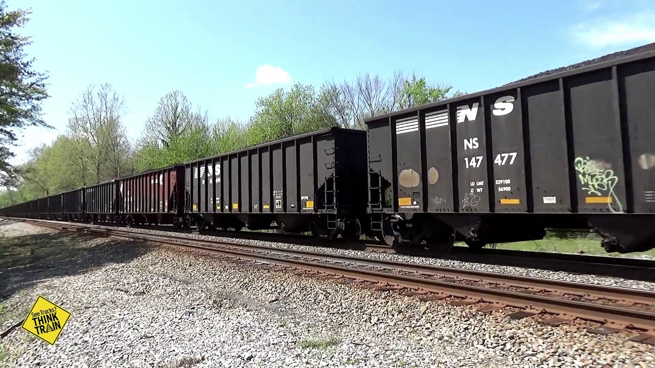 NS 9255 ( Operation Lifesaver GE C44-9W) trails NS Coal Train - YouTube