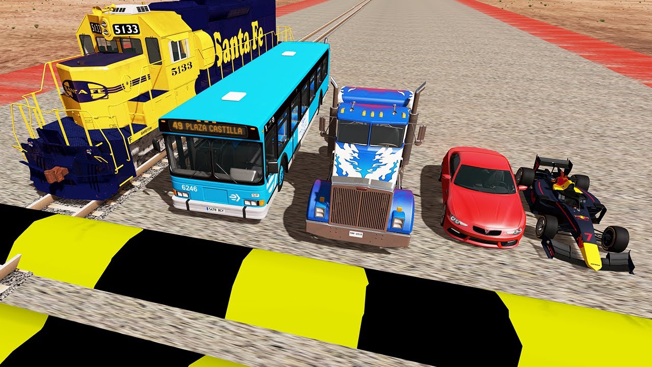 Train Car Truck Bus Battle - Beamng Drive - YouTube