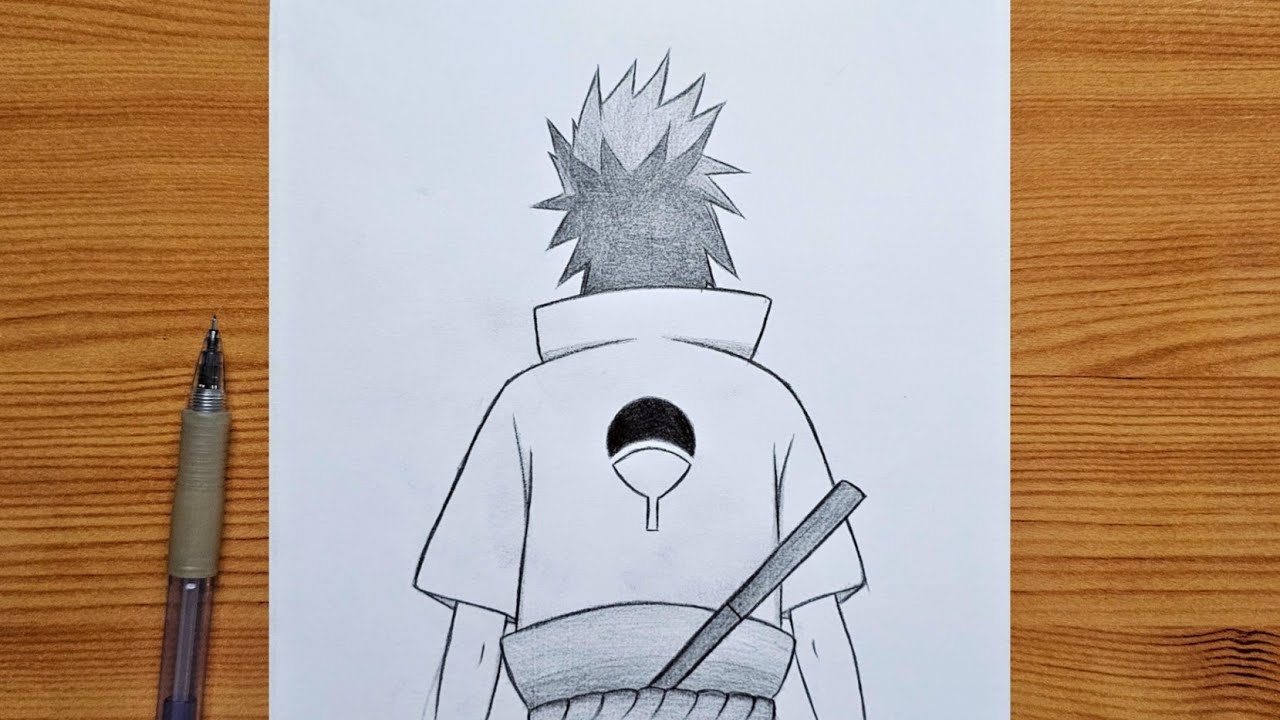 Naruto art : How to draw Sasuke Uchiha | Sasuke back view step by step ...
