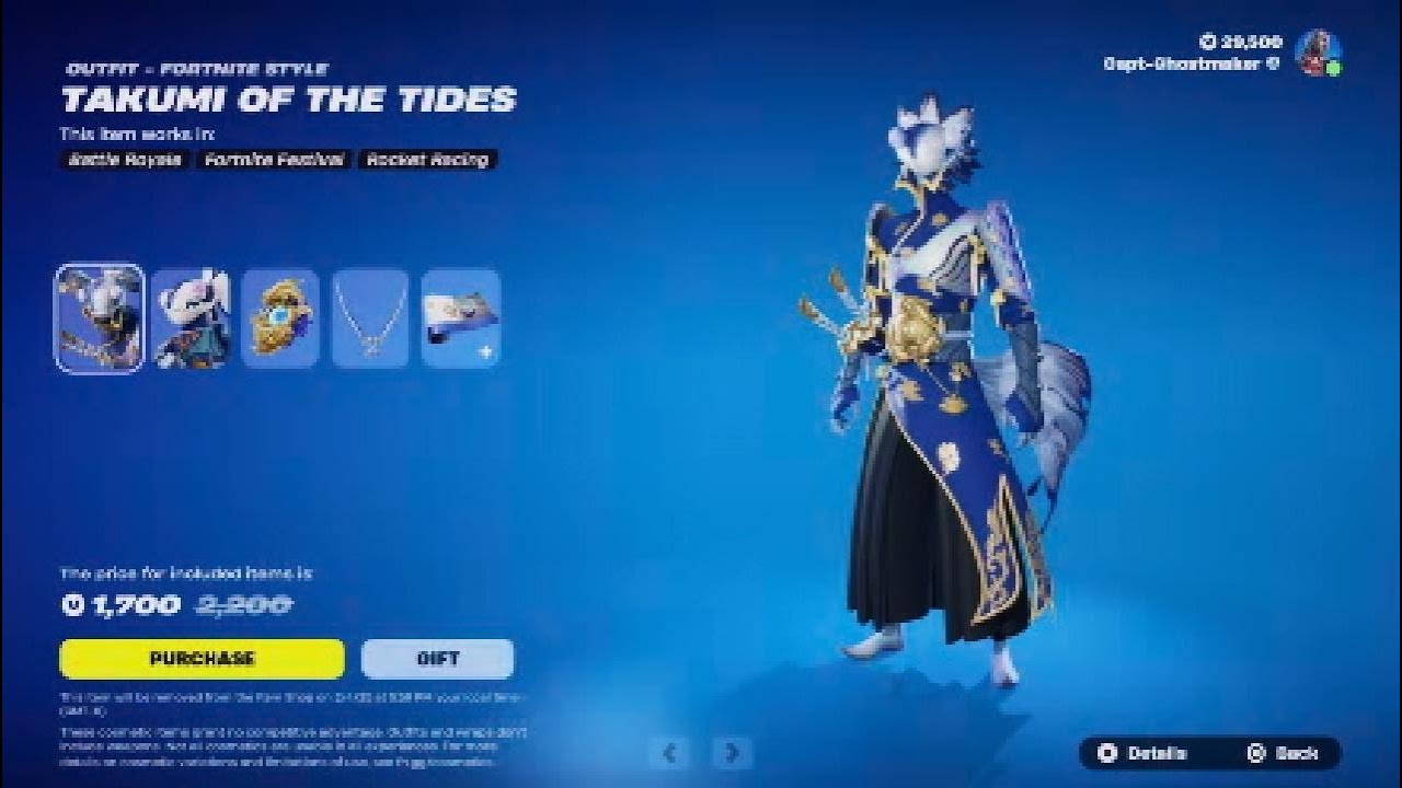 Fortnite item shop new Takumi of the tides skin - YouTube