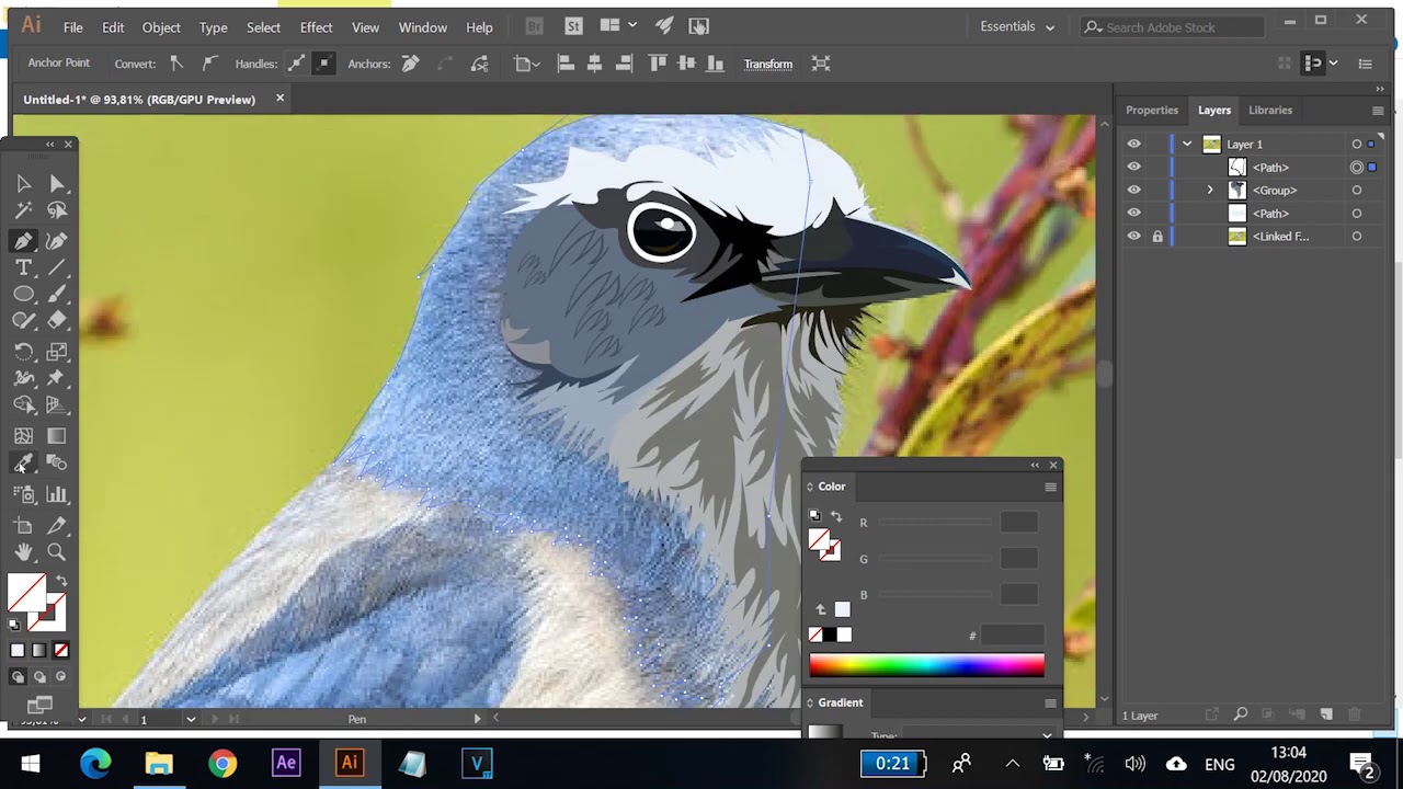 cara tracing vector burung - adobe illustrator -speed art - YouTube